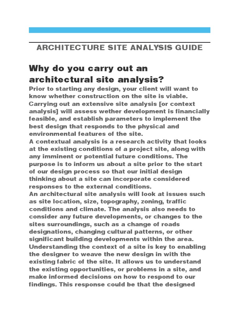Architecture Site Analysis Guide | PDF | Design | Zoning