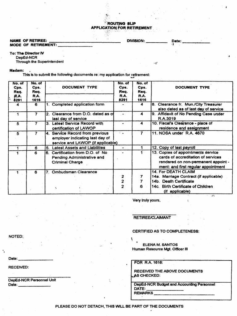 Application For Retirement | PDF