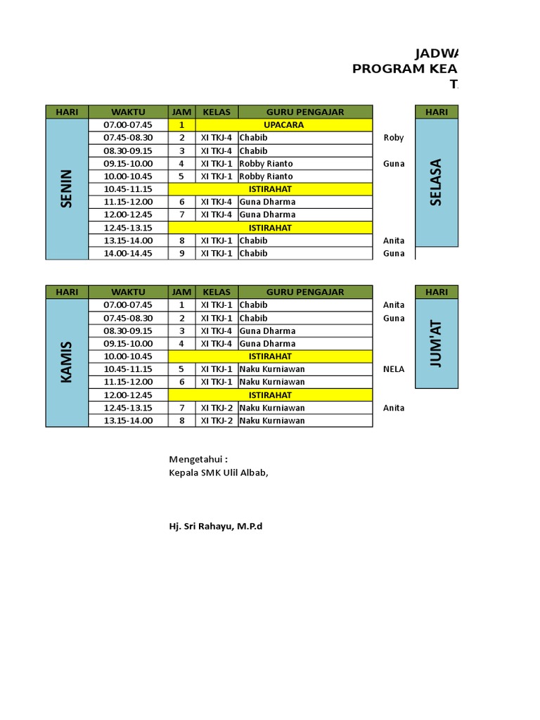 Jadwal Lab TKJ | PDF