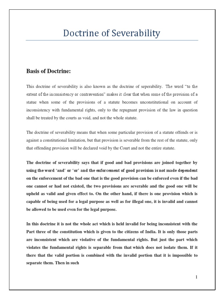 Doctrine of Severability | PDF | Constitutionality | Constitution