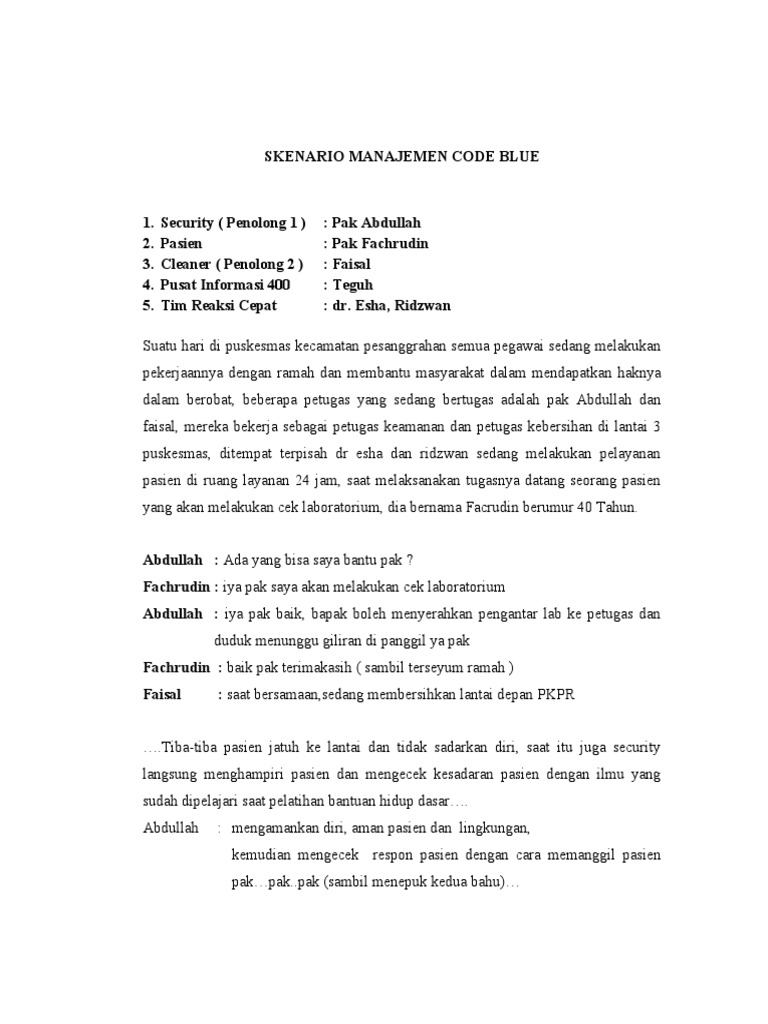 Skenario Manajemen Code Blue | PDF