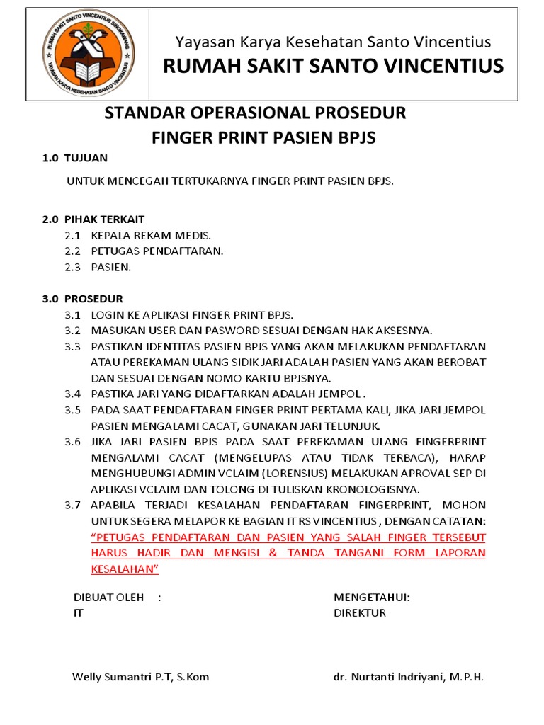 Sop Finger BPJS | PDF