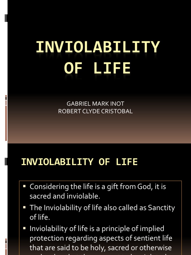 Inviolabity of Life 1 | PDF