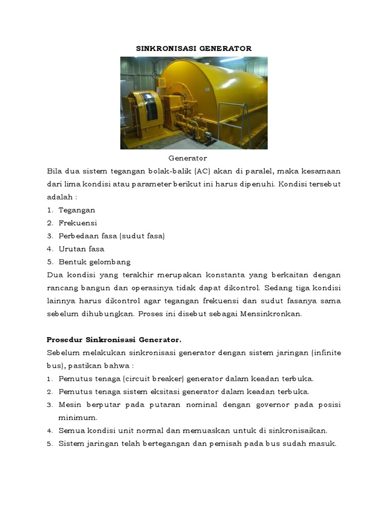 Sinkronisasi Generator | PDF
