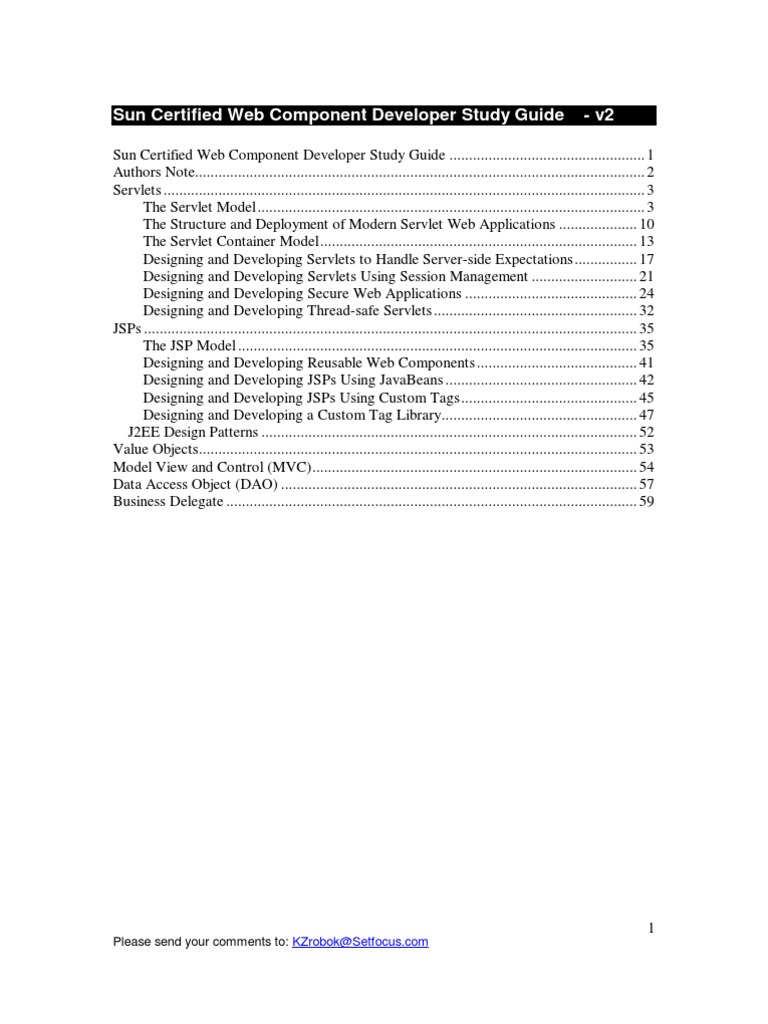 Sun Certified Web Component Developer Study Guide | PDF