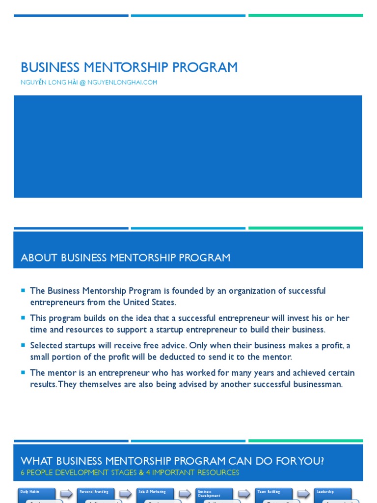 Business Mentorship Program Overview | PDF | Mentorship | Startup Company