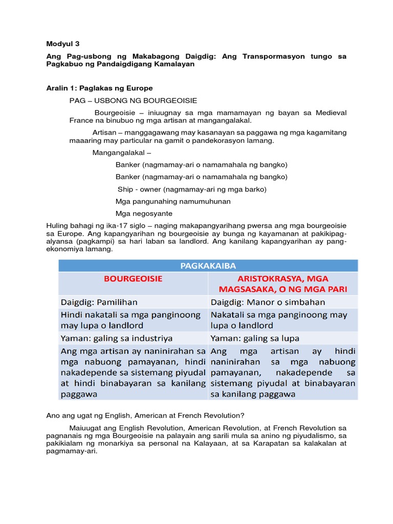 Grade 8 AP Modyul 3 Aralin 1 | PDF