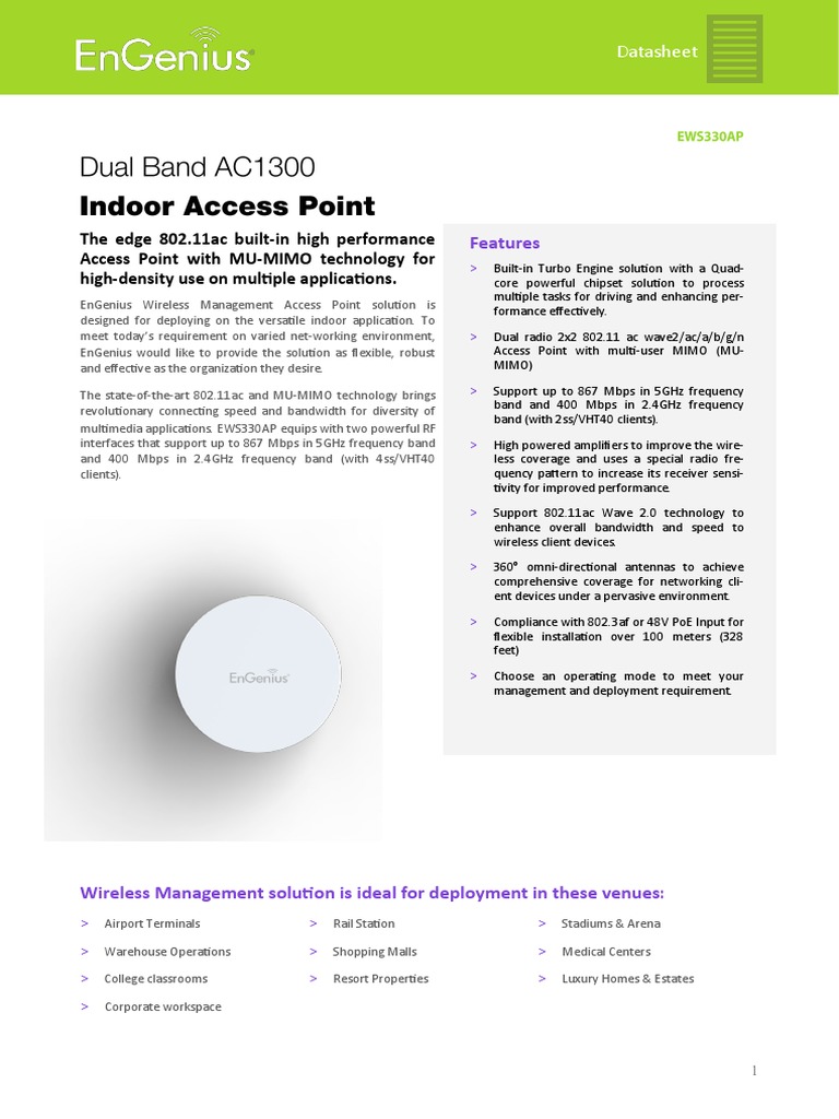 EWS330AP DataSheet Edited 0 | PDF | Wireless Access Point | Ieee 802.11