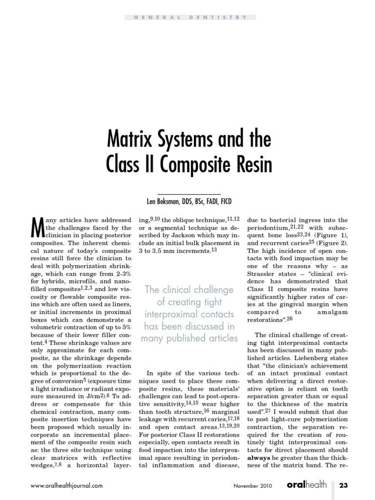 3 - Matrix Systems and The Class II Composite Resin PDF | PDF | Dental ...