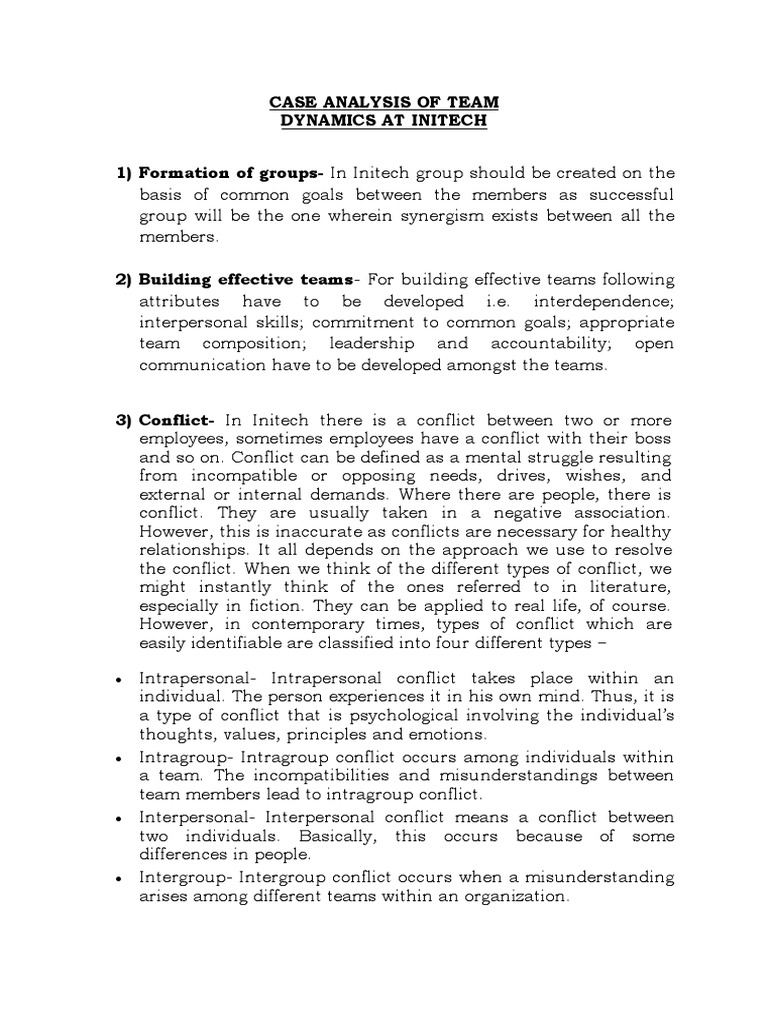Team Dynamics Case Study at Initech | PDF | Goal | Interpersonal ...