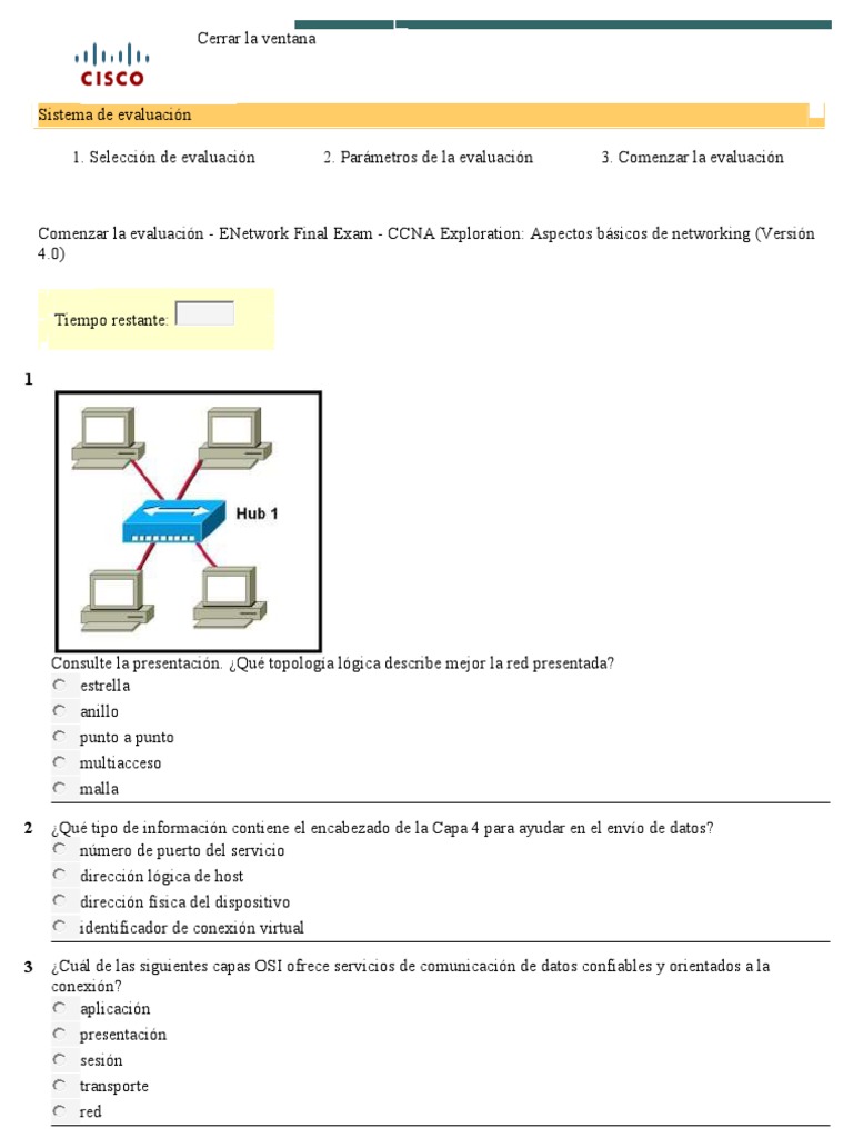 Examen Final Ccna Exploration Enetwork Final Exam Pdf Dirección Ip