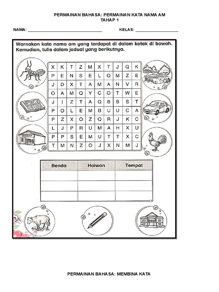 Permainan Bahasa Tahap 1 | PDF