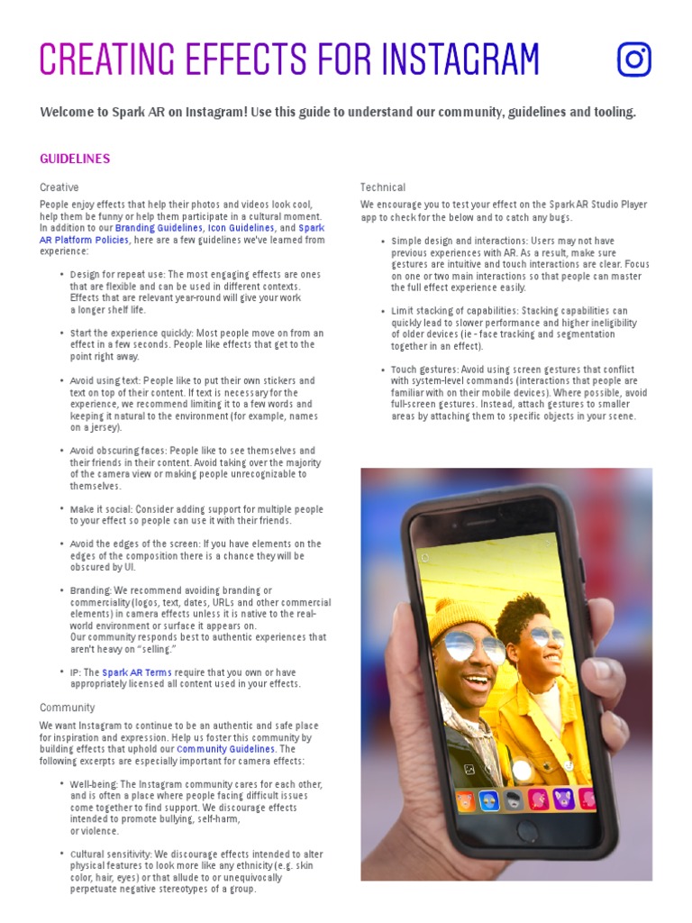 Spark AR Studio Guidelines and Tips | PDF | Documentation | Mobile App