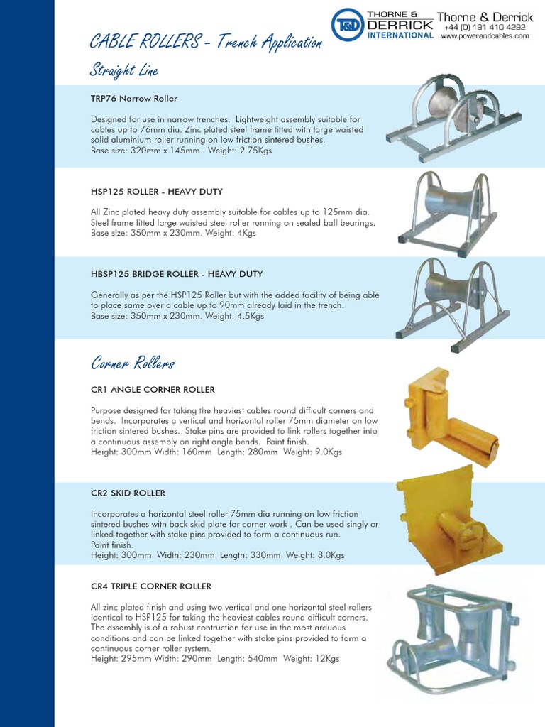 Cable Rollers Cable Trench Rollers LV MV HV | PDF