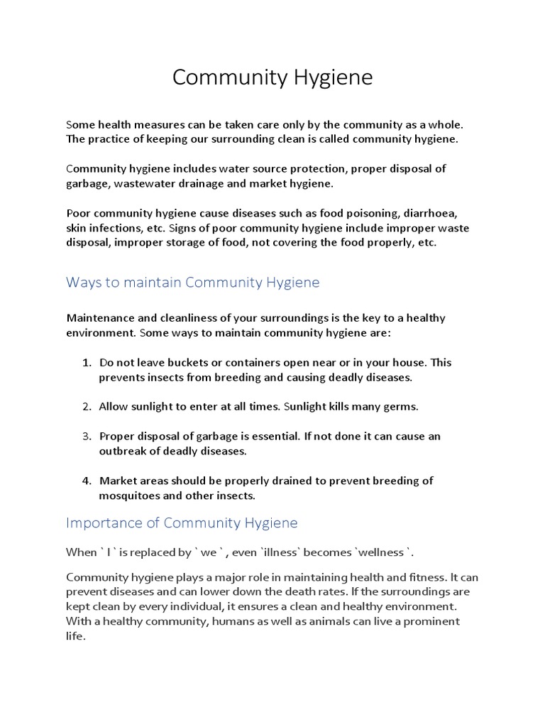 Community Hygiene | Download Free PDF | Hygiene | Compost