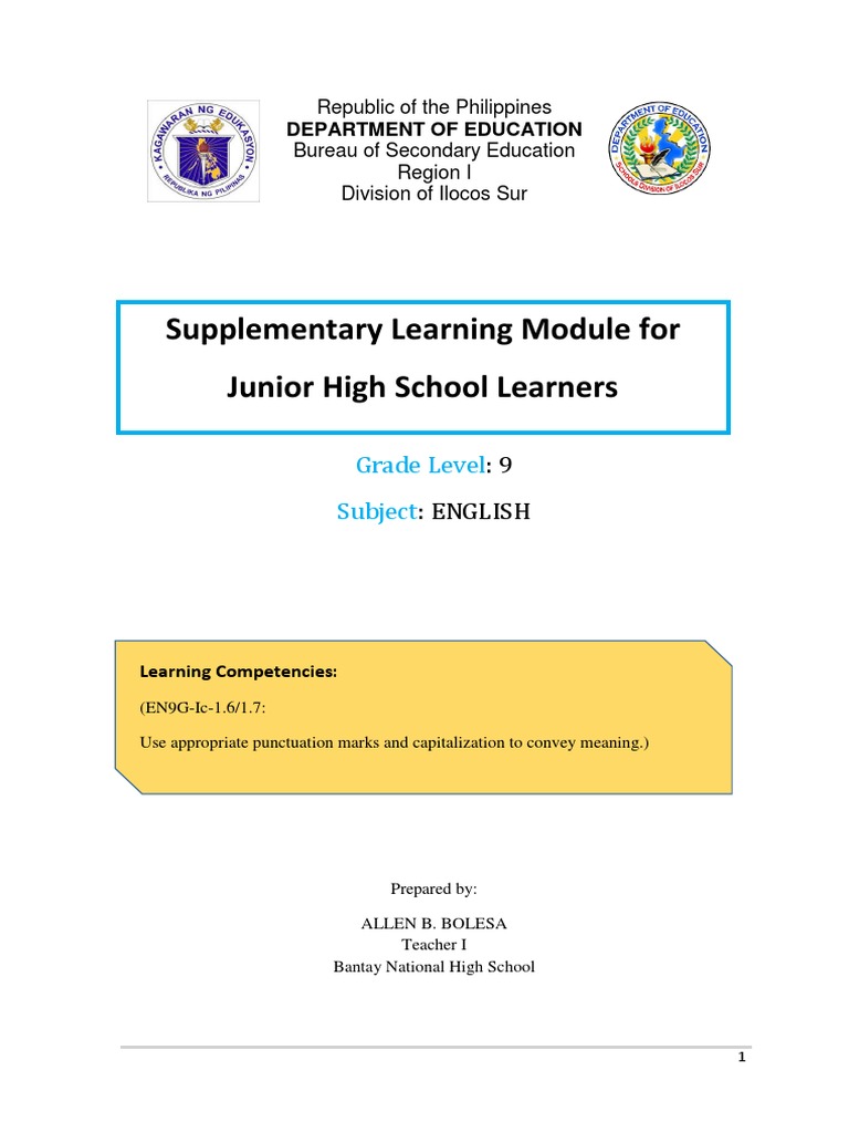 Module - Grade 9 - CAPITALIZATION - ALLENBBOLESA | PDF | Learning