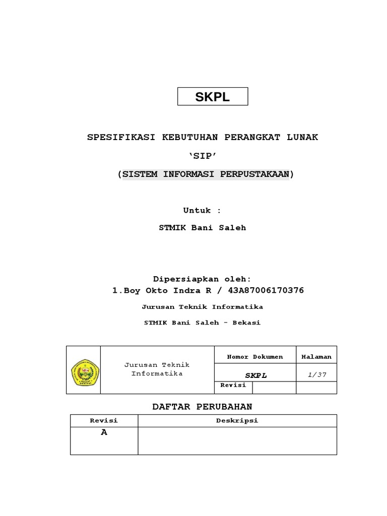 SKPL Sistem Informasi Perpustakaan | PDF | Komputer