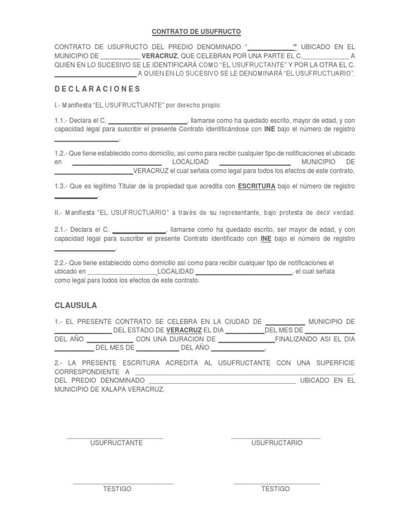 Contrato de Usufructo | PDF | Derecho