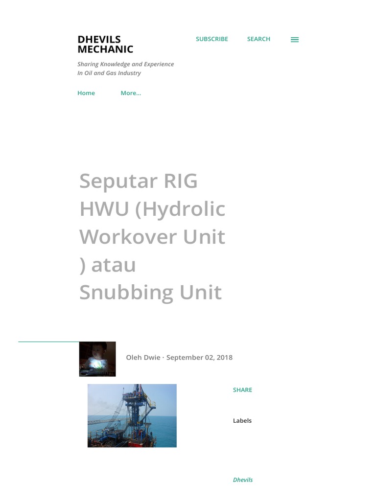 Seputar RIG HWU (Hydrolic Workover Unit) Atau Snubbing Unit | PDF