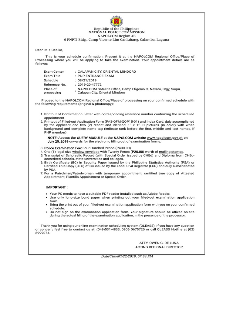 Napolcom. Application | PDF | Written Communication | Business