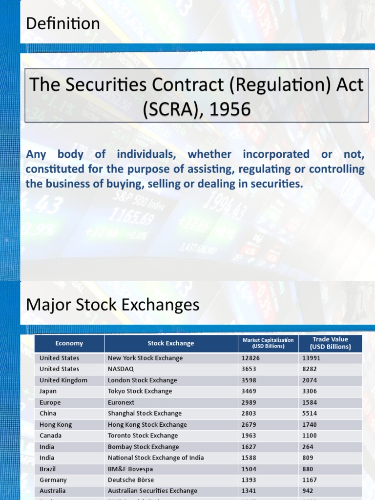The Securities Contract (Regulation) Act (SCRA), 1956 The Securities ...