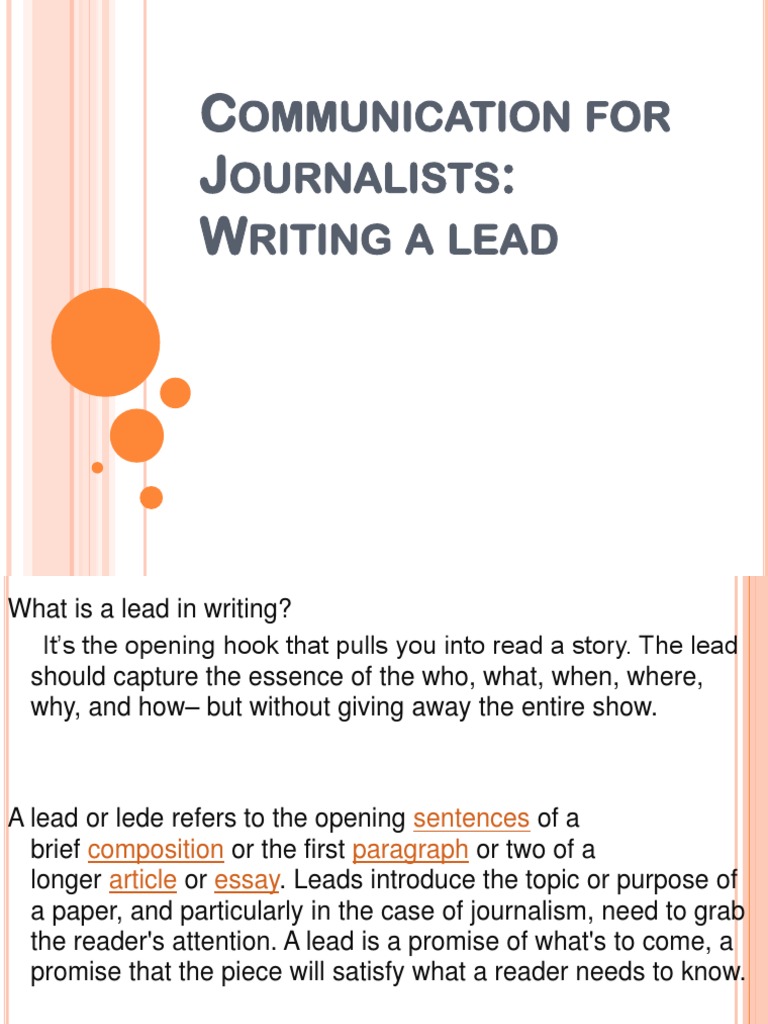 Writing Effective Leads in Journalism | PDF | Tourism