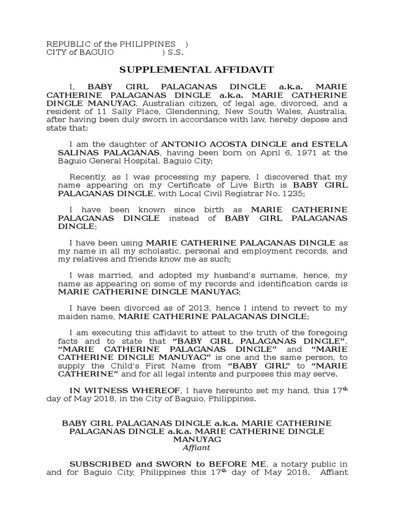 Supplemental Affidavit (Dingle) | PDF