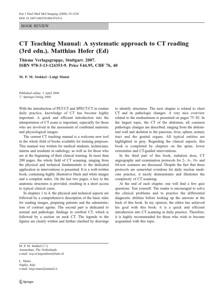 CT Teaching Manual A Systematic Approach | PDF | Ct Scan ...