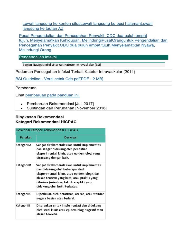 Bsi Guideline CDC | PDF