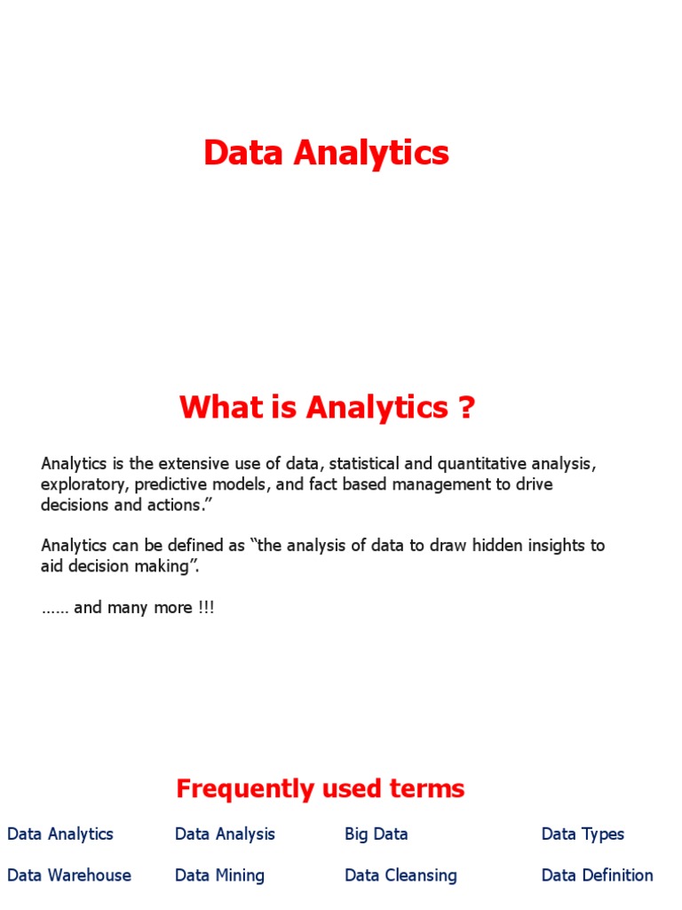 Data Analytics Introduction | PDF | Analytics | Machine Learning
