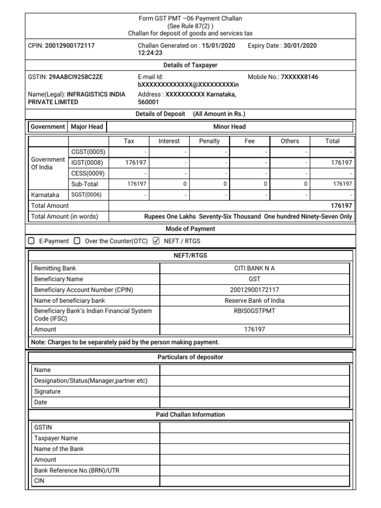 Gst-Challan RCM | PDF | Cheque | Payments