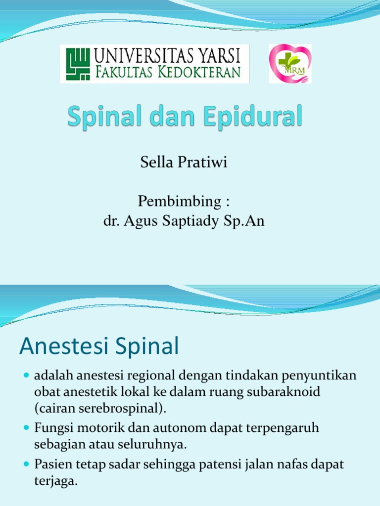 Anestesi Spinal Dan Epidural Pdf
