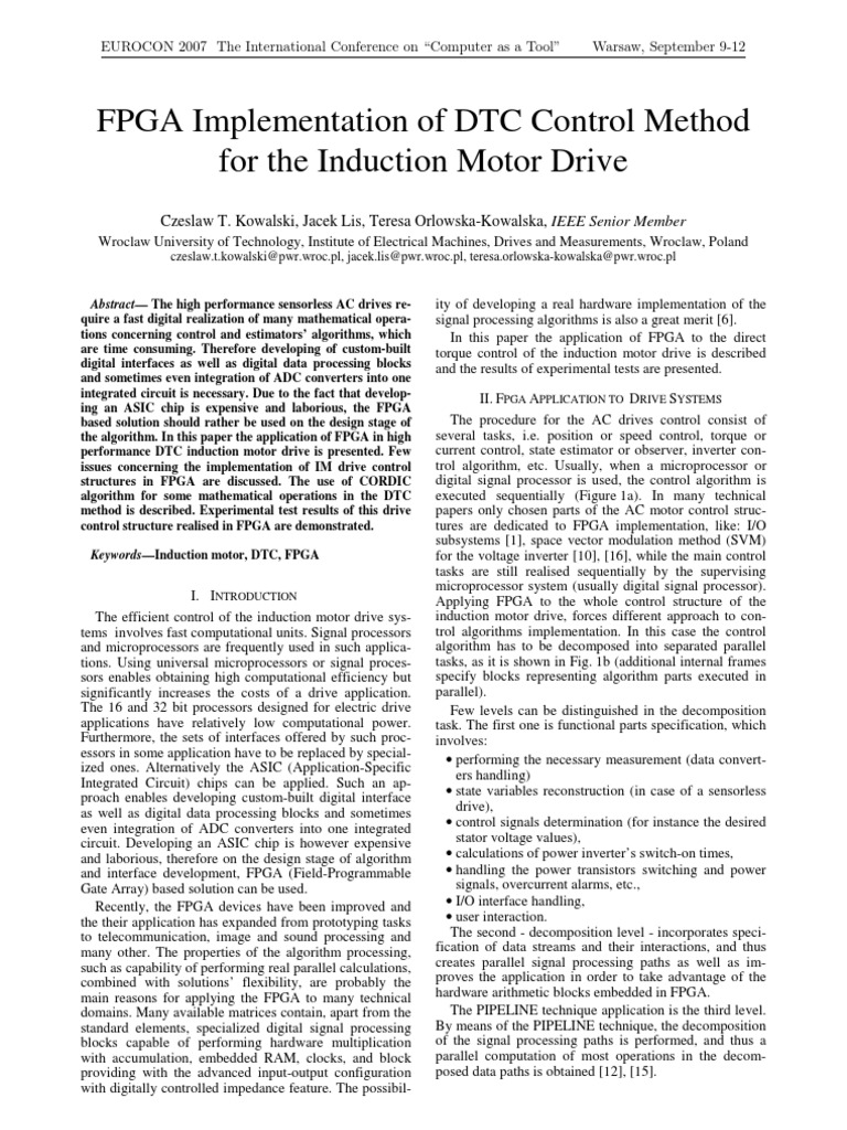 FPGA Implementation of DTC Control Method | PDF