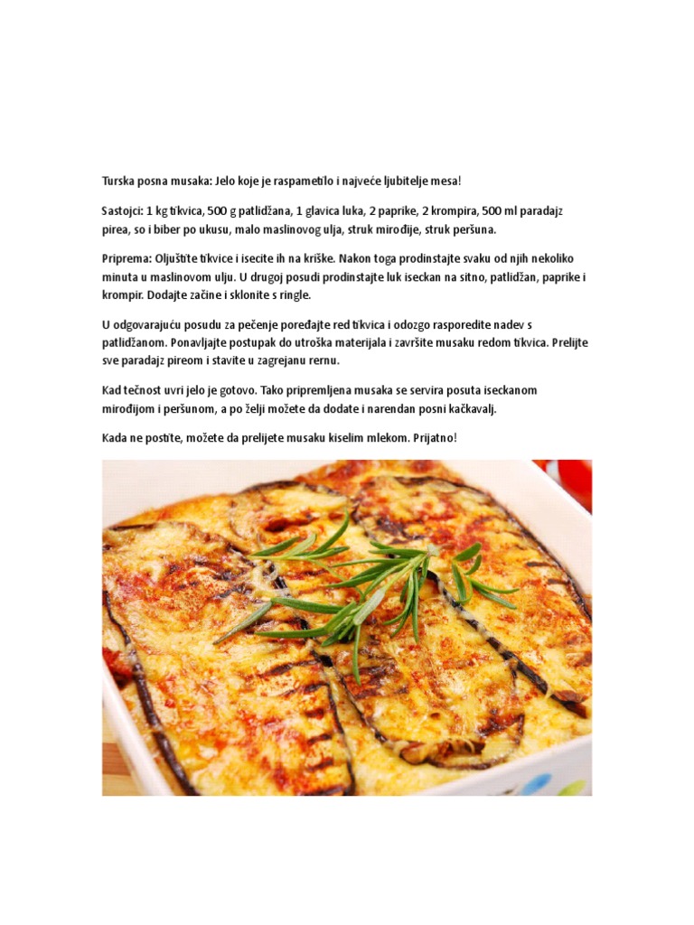 Turska Posna Musaka | PDF