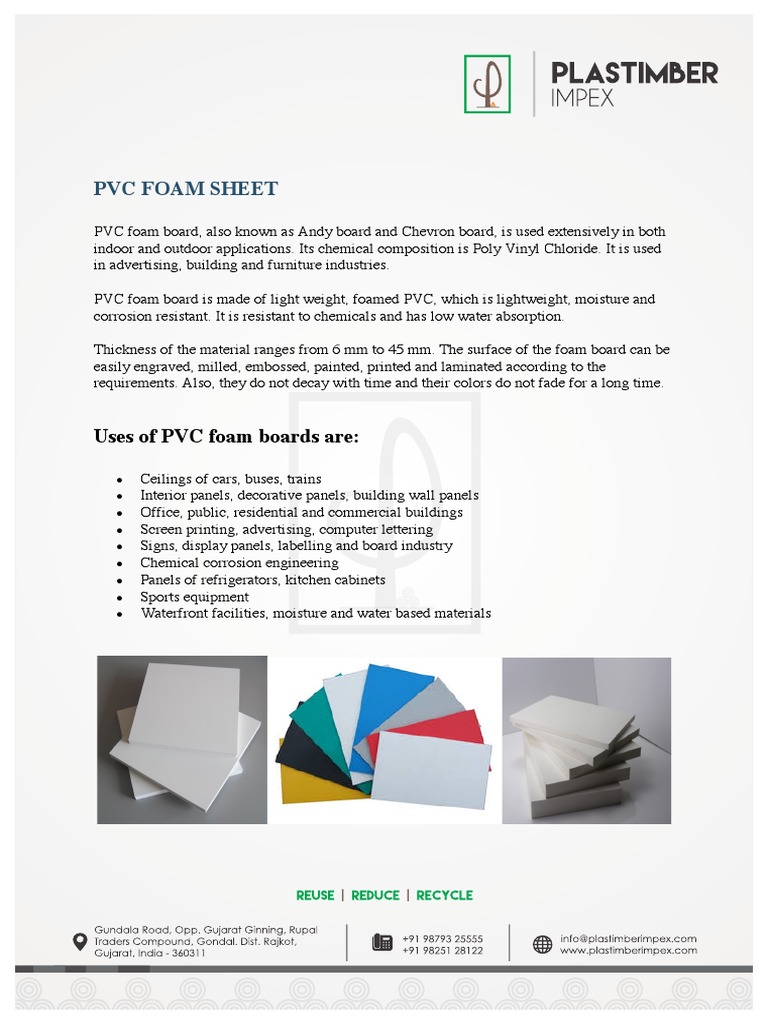 PVC Foam Furniture Sheet PDF | PDF | Polyvinyl Chloride | Foam