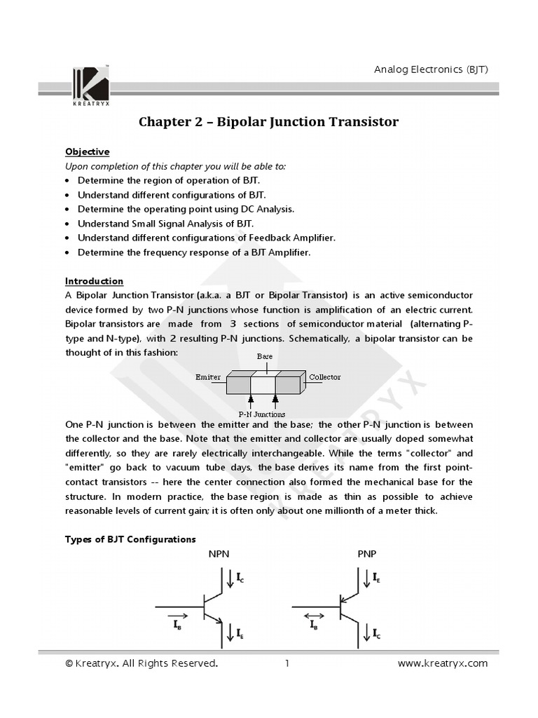 Analog Electronics - K-Wiki - Chapter 2 - BJT | PDF | Bipolar Junction Transistor | Amplifier