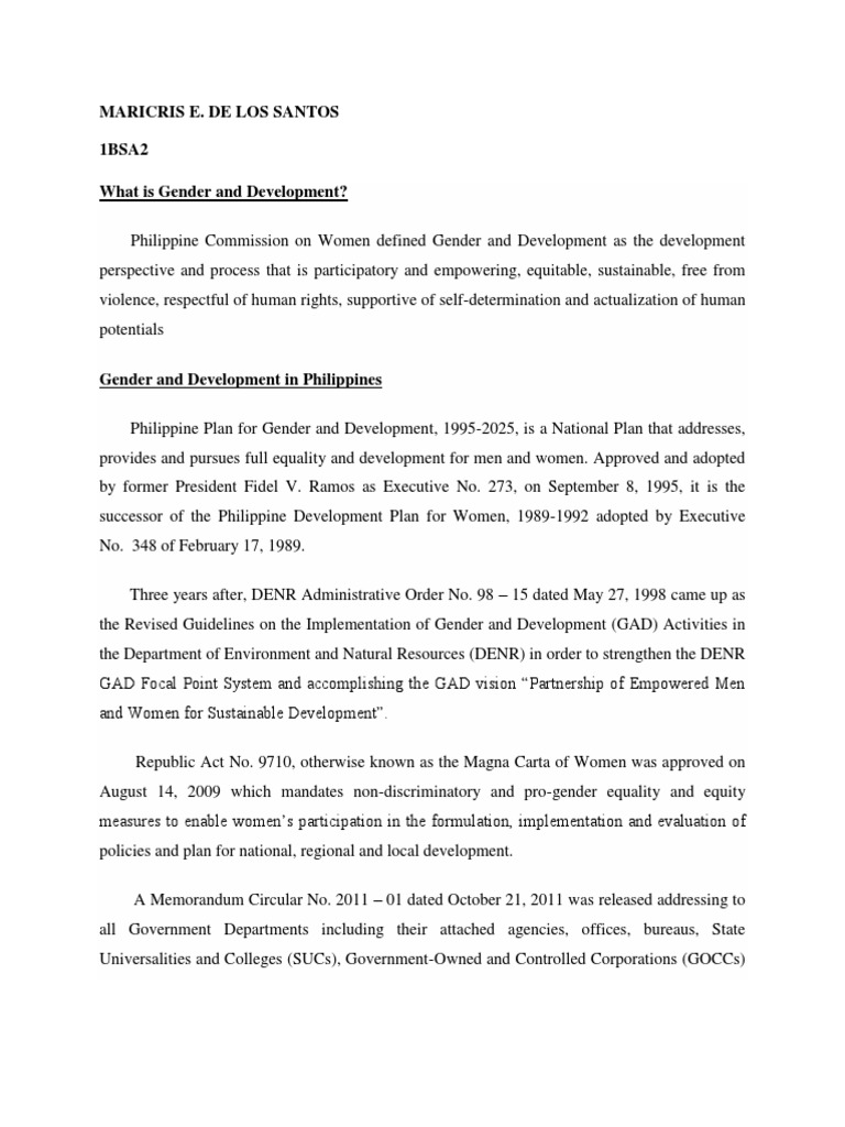 GAD | PDF | Gender And Development | Gender