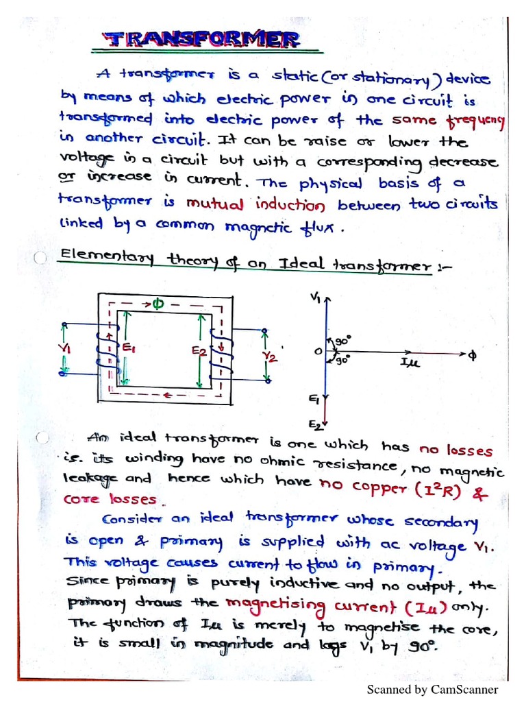 Transformer Notes PDF | PDF