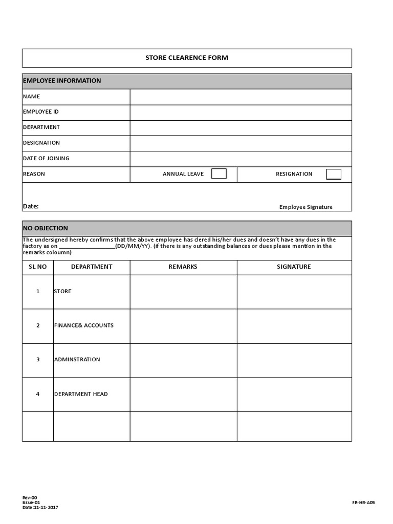 Store Clearance Form Title Under 40 Characters | PDF