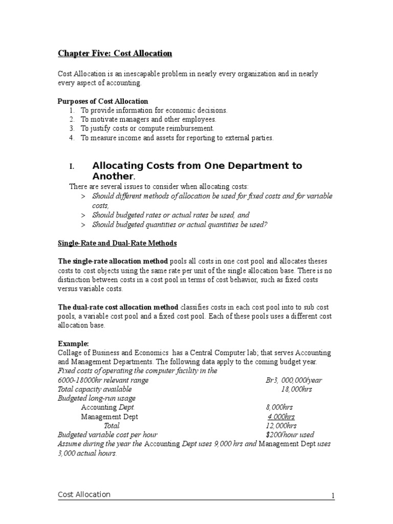 Cost Allocation Methods Explained | PDF | Budget | Human Resources