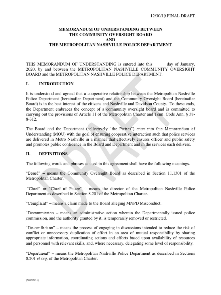 MOU Final Draft | Download Free PDF | Police Officer | Mediation