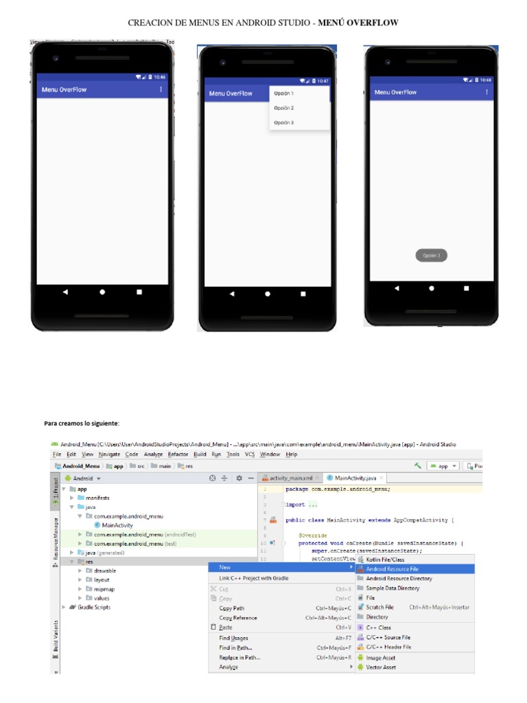Creacion de Menus en Android Studio | PDF