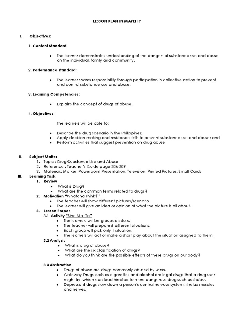 Preventing Substance Abuse: A Comprehensive Lesson Plan on Drugs of ...