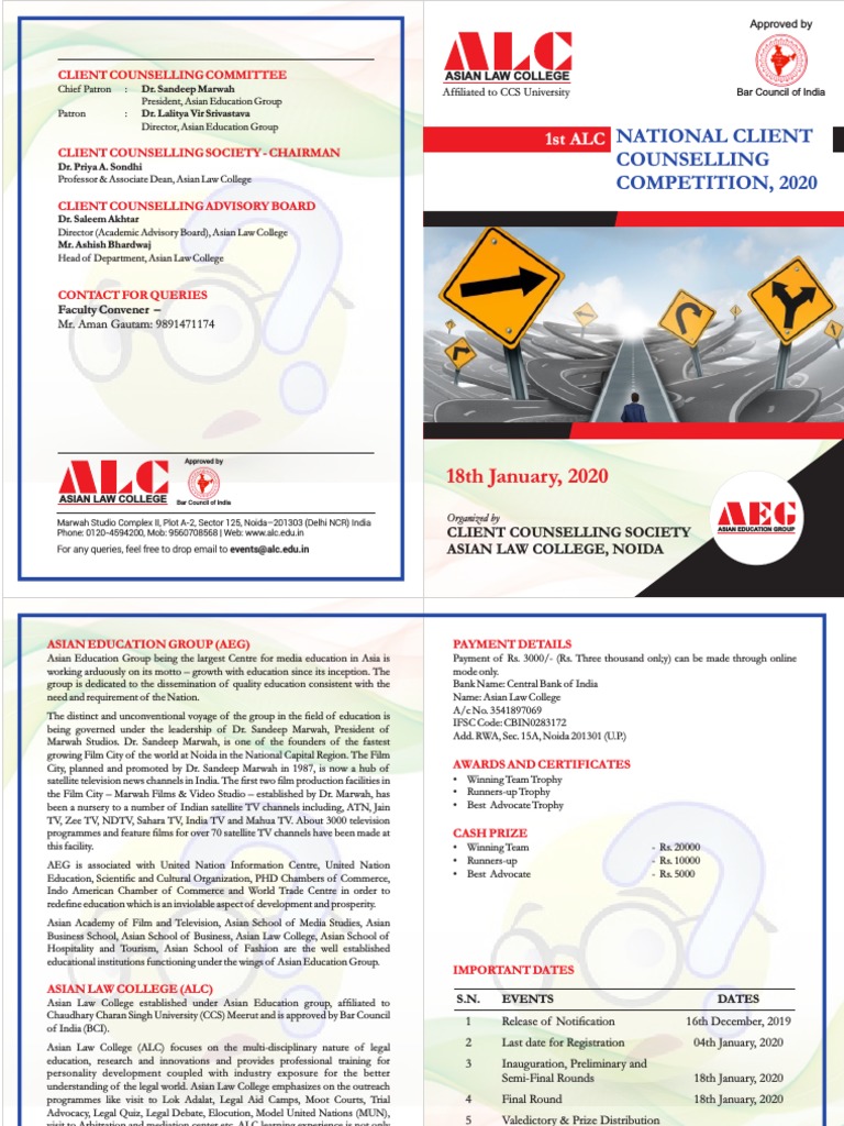 ALC Client Counselling Competition Brochure | PDF | Business