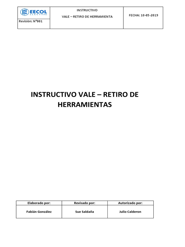 Instructivo de Herramientas Vale - Retiro | PDF | Business