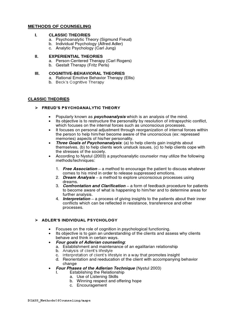 Counseling Methods and Techniques Overview | PDF | Rational Emotive ...