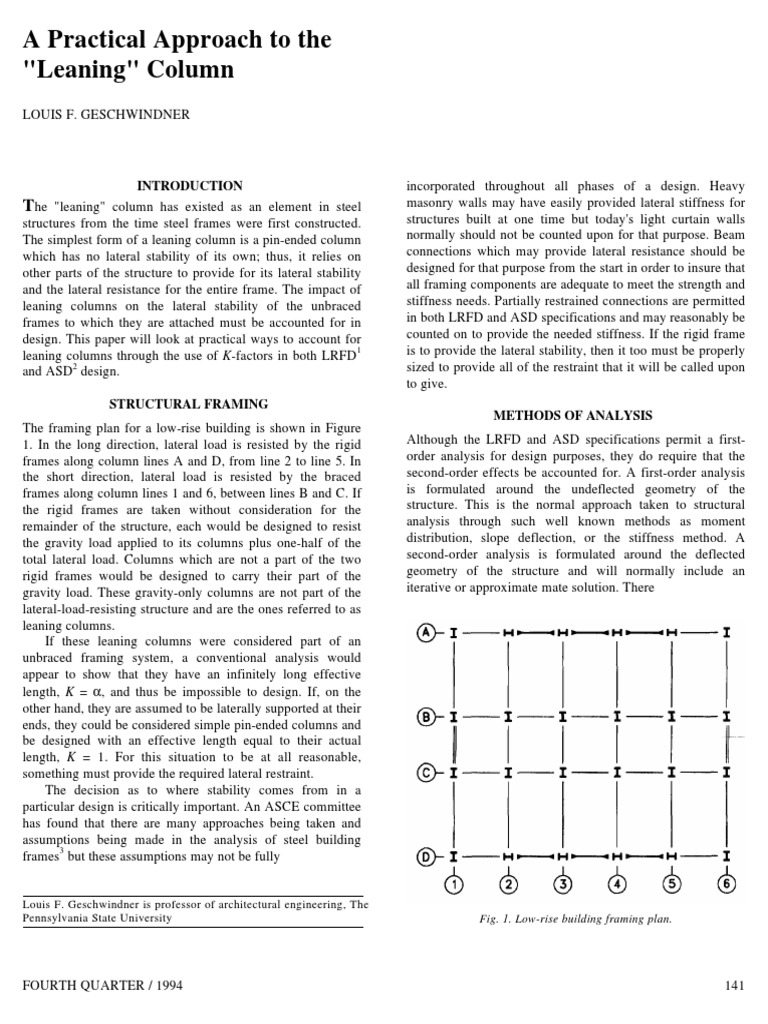 Understanding Leaning Columns in Steel Design | PDF | Buckling | Column