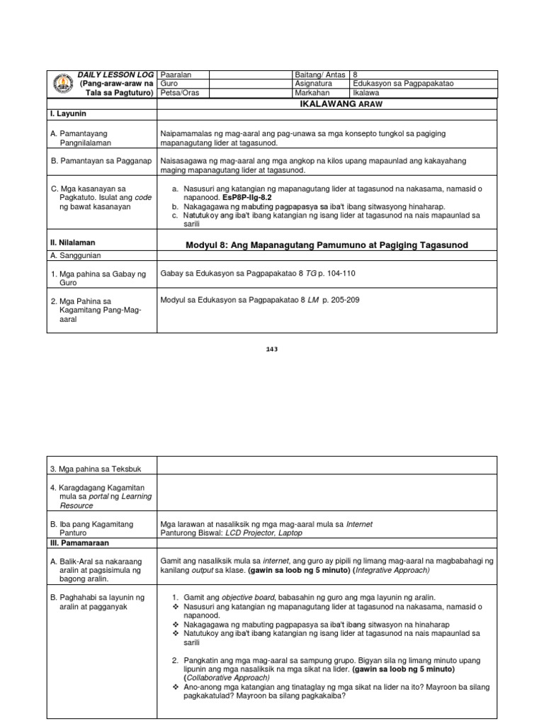 EsP DLL 8 Module 8 2nd Day | PDF