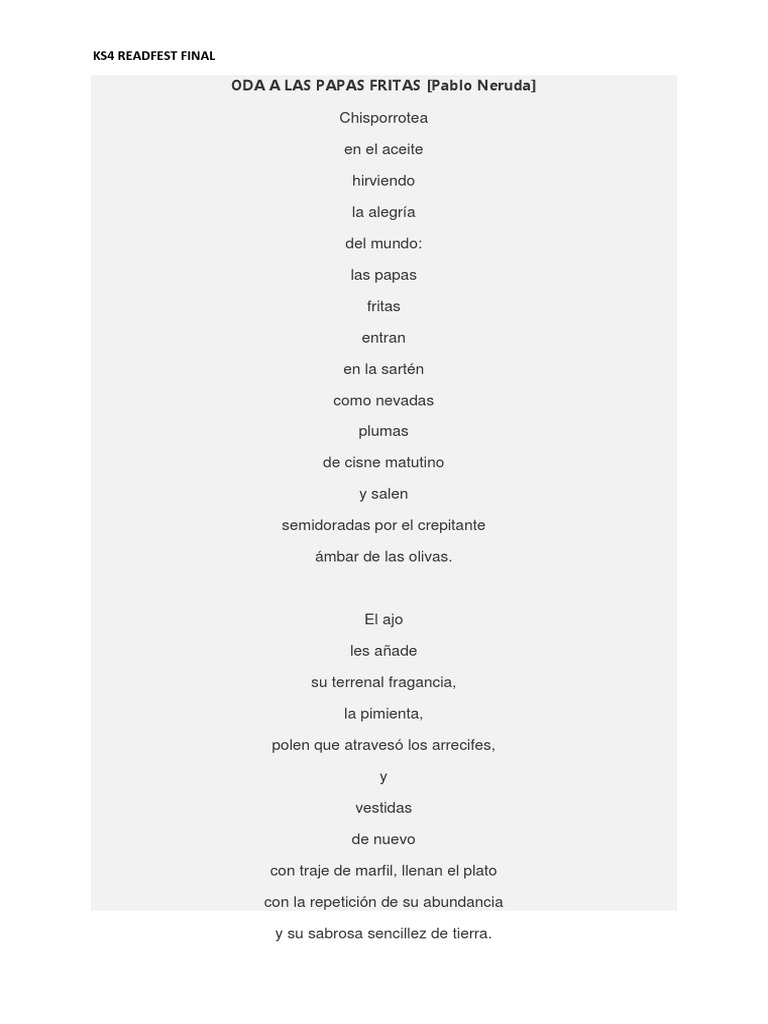 Oda A Las Patatas Fritas | PDF