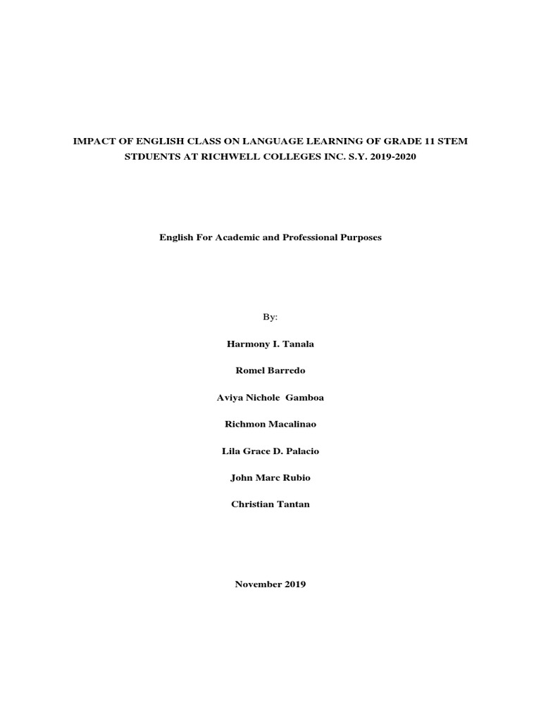 Impact of English Class On Language Learning | Download Free PDF ...